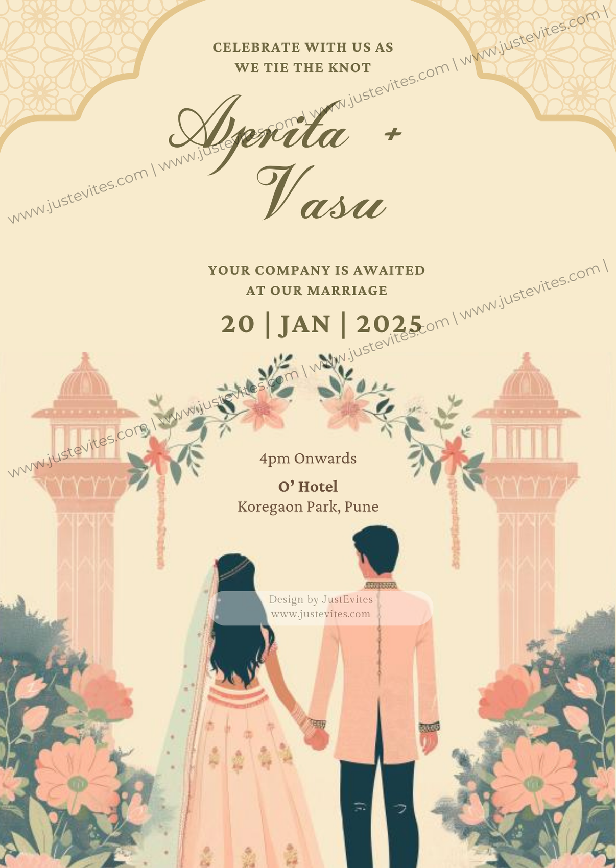 Elegant Digital Wedding Invitation Card – JustEvites